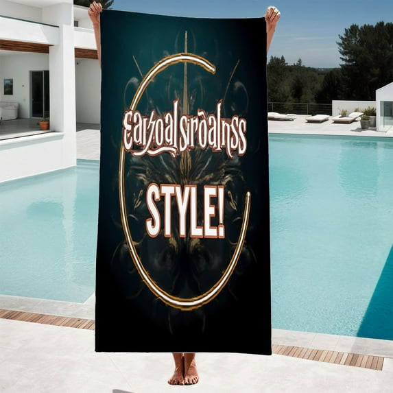 Elegant Floral Pattern Beach Towel - Stylish Dark Design for Pool ...