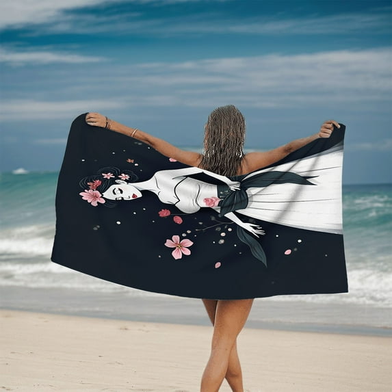 Elegant Floral Pattern Beach Towel - Stylish Travel Bath Towel with ...