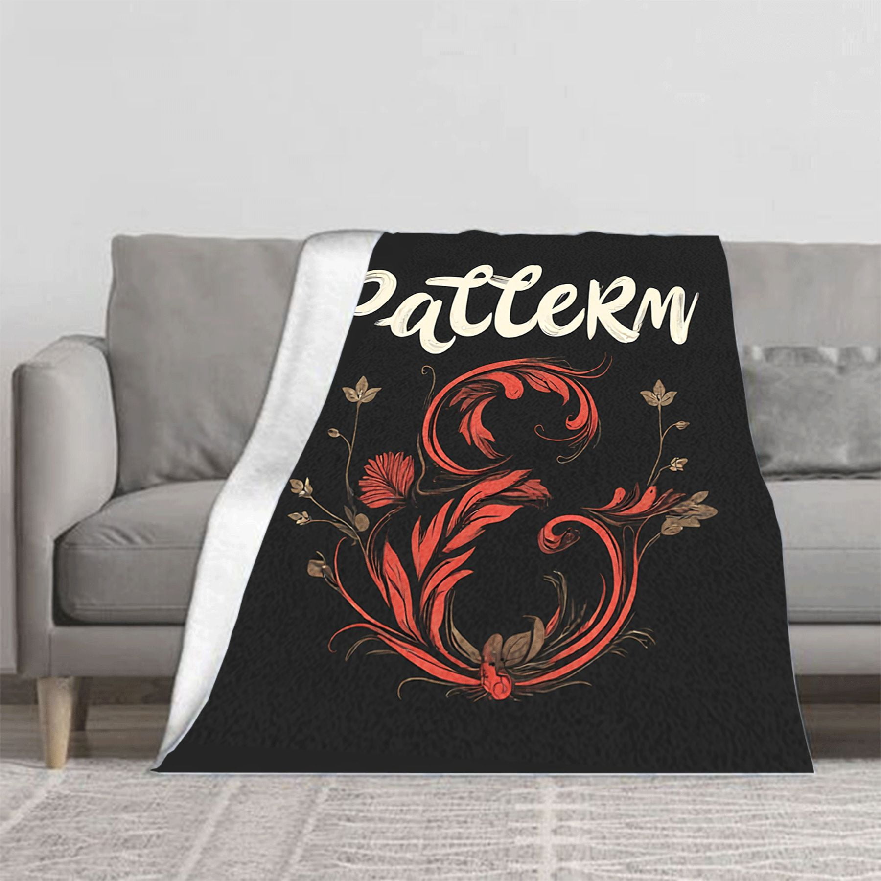 Elegant Floral Pattern Flannel Blanket - Soft Cozy and Warm for Sofa ...