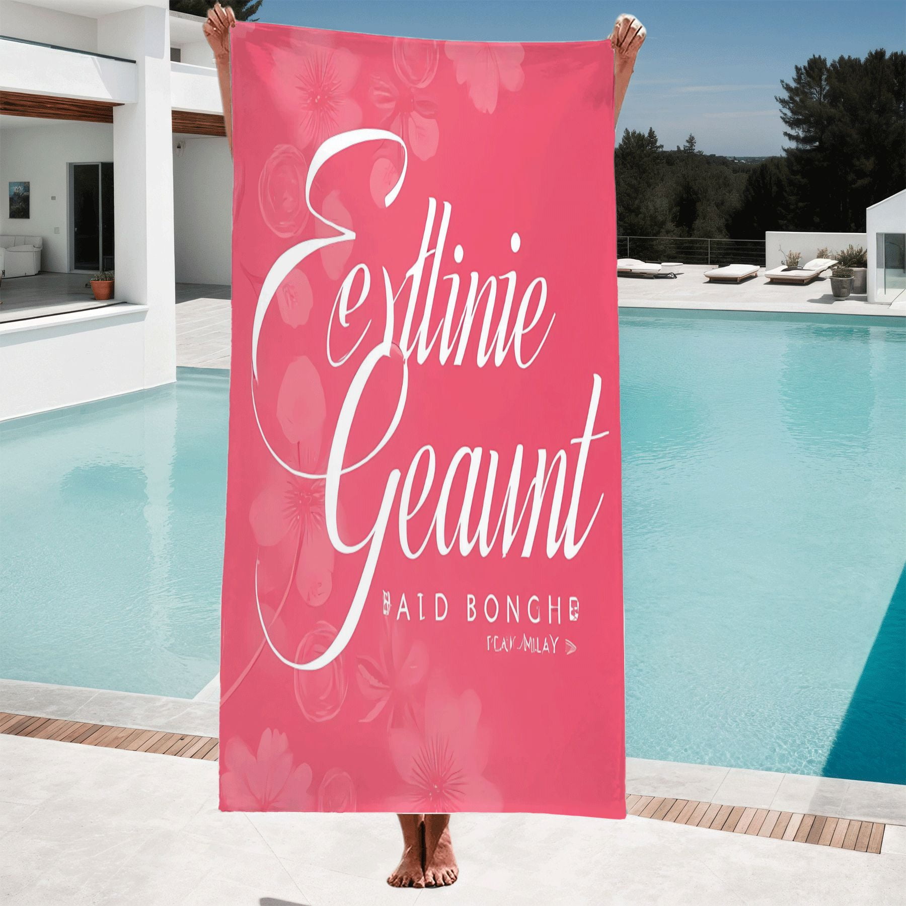 Elegant Floral Pink Beach Towel for Women - Soft Bath & Pool Towel ...