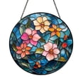 Elegant Floral Poppy Stained Glass Window Hanging, Decorative Glass ...