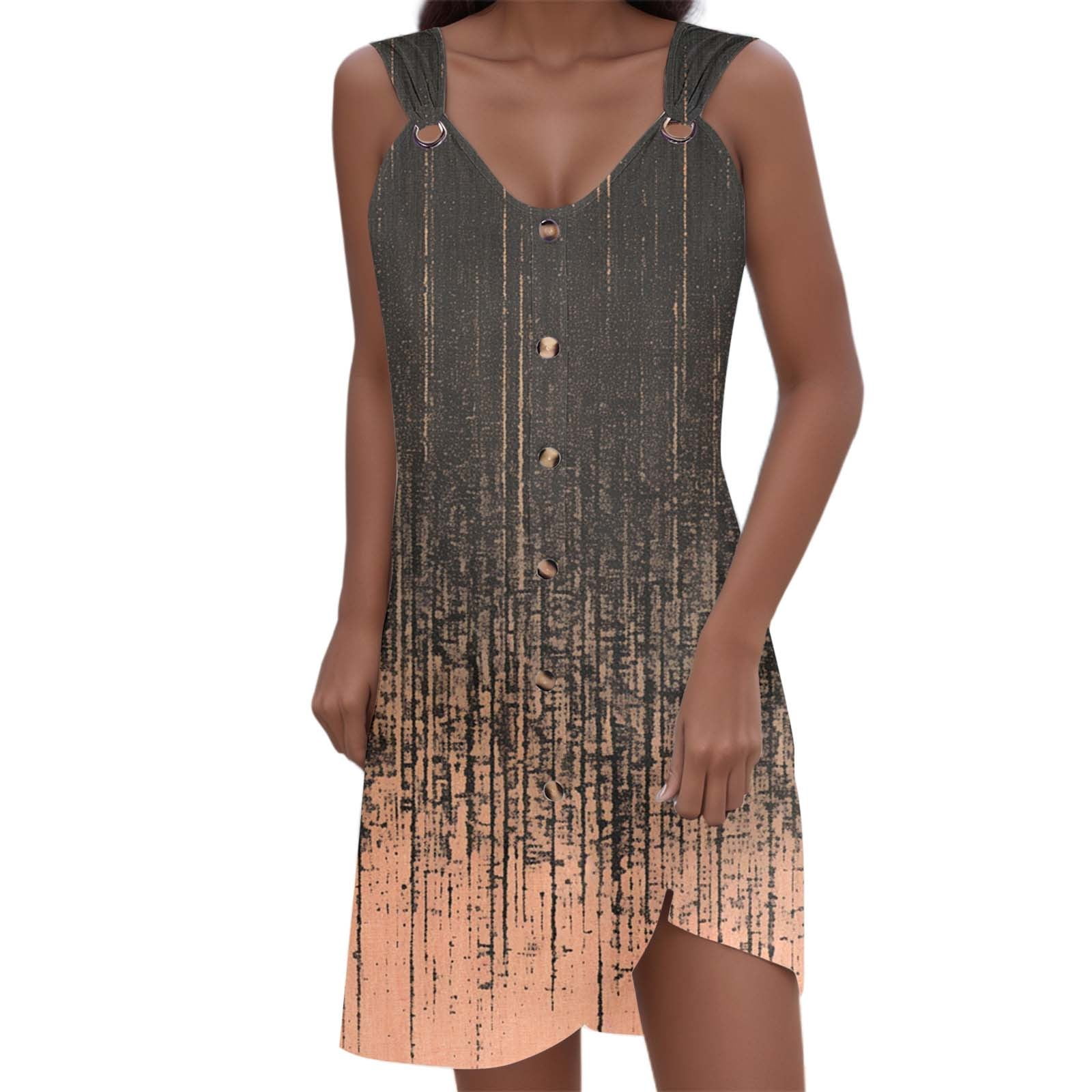 Elegant Floral Print Summer Shoulder Strap Dress For Women Casual Beach ...