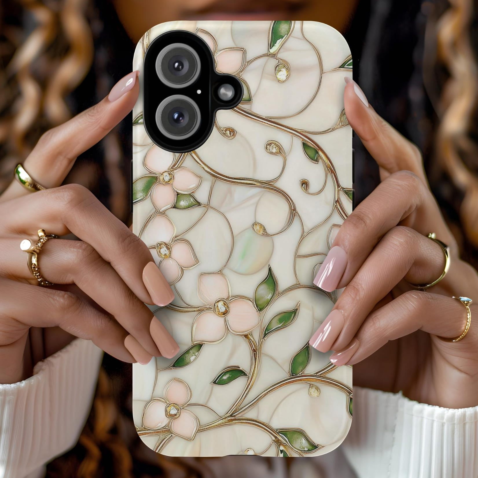 Elegant Floral Stained Glass Mosaic Art Case for iPhone 17 11 12 13 14 ...