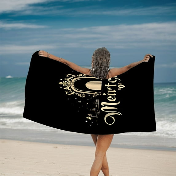 Elegant Floral & Star Pattern Beach Towel - Decorative Archway Design ...