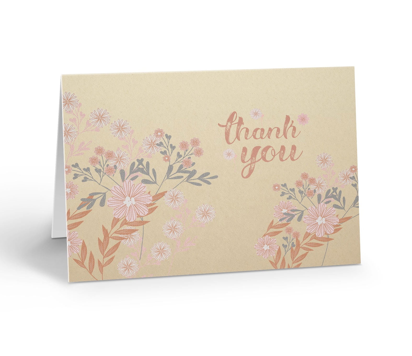 Elegant Floral Thank You Note Card - 10 Note Cards with Envelopes ...
