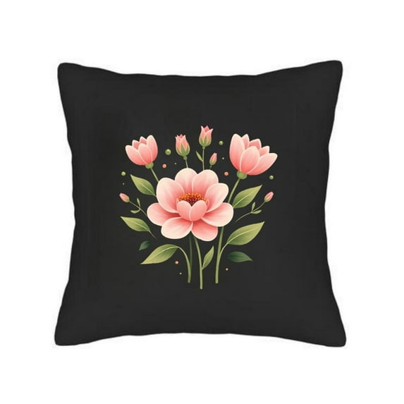 Elegant Floral Throw Pillow Covers 18x18 Set of 2 - Black Background ...