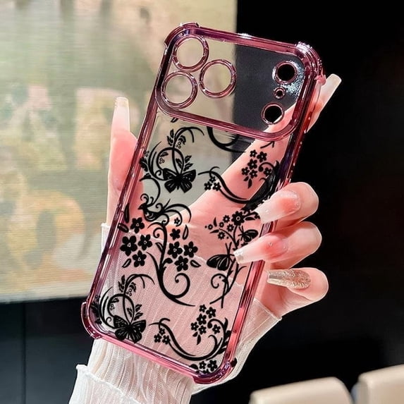 Elegant Floral Vines Pattern Four Corner Anti-Fall Phone Case ...