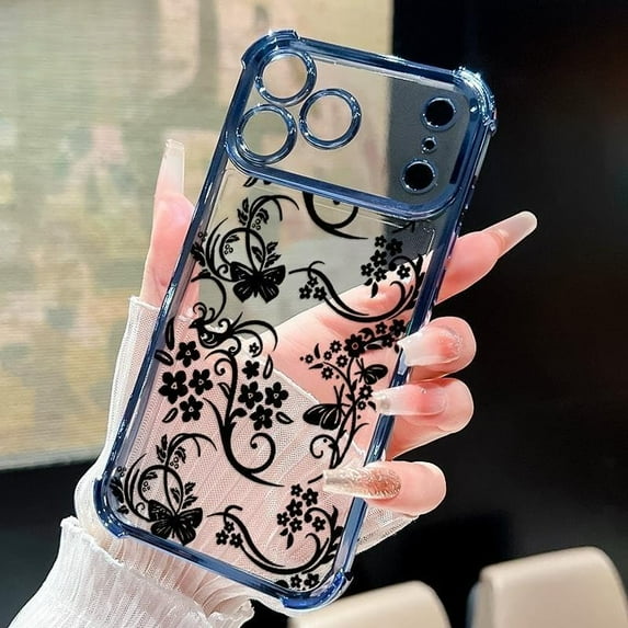 Elegant Floral Vines Pattern Four Corner Anti-Fall Phone Case ...
