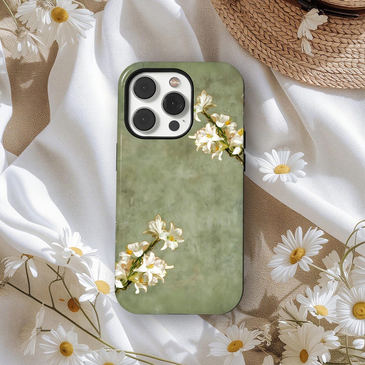 Elegant Floral Vintage Green Botanical Vibe Phone Case 17 16 15 14 13 ...