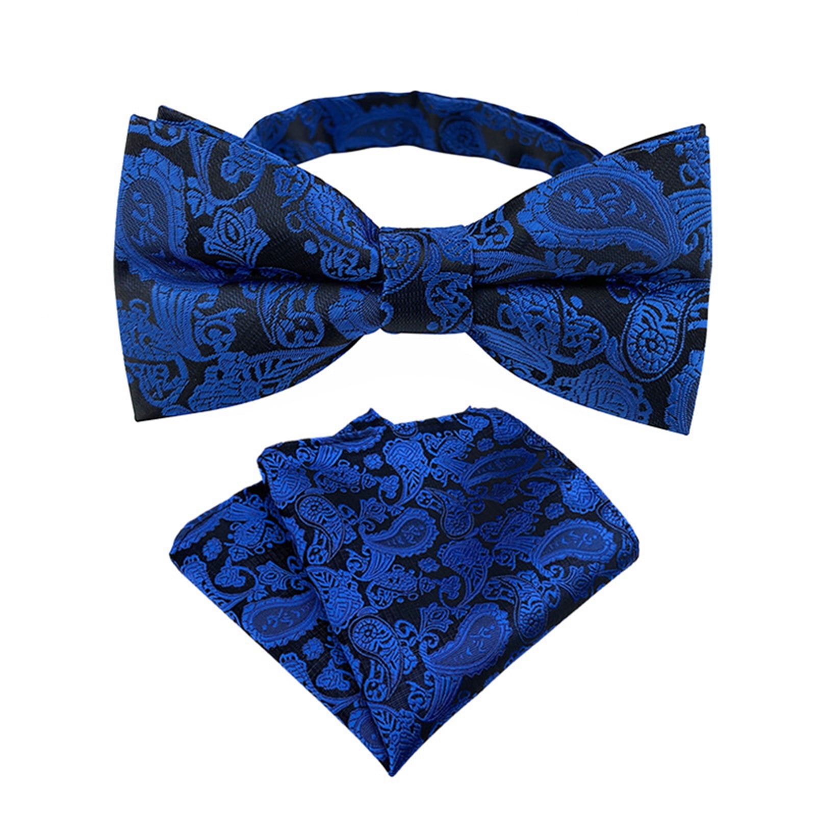 Elegant Floral Weave Pattern Pre Tied Bows Tie and Pocket Square Set ...
