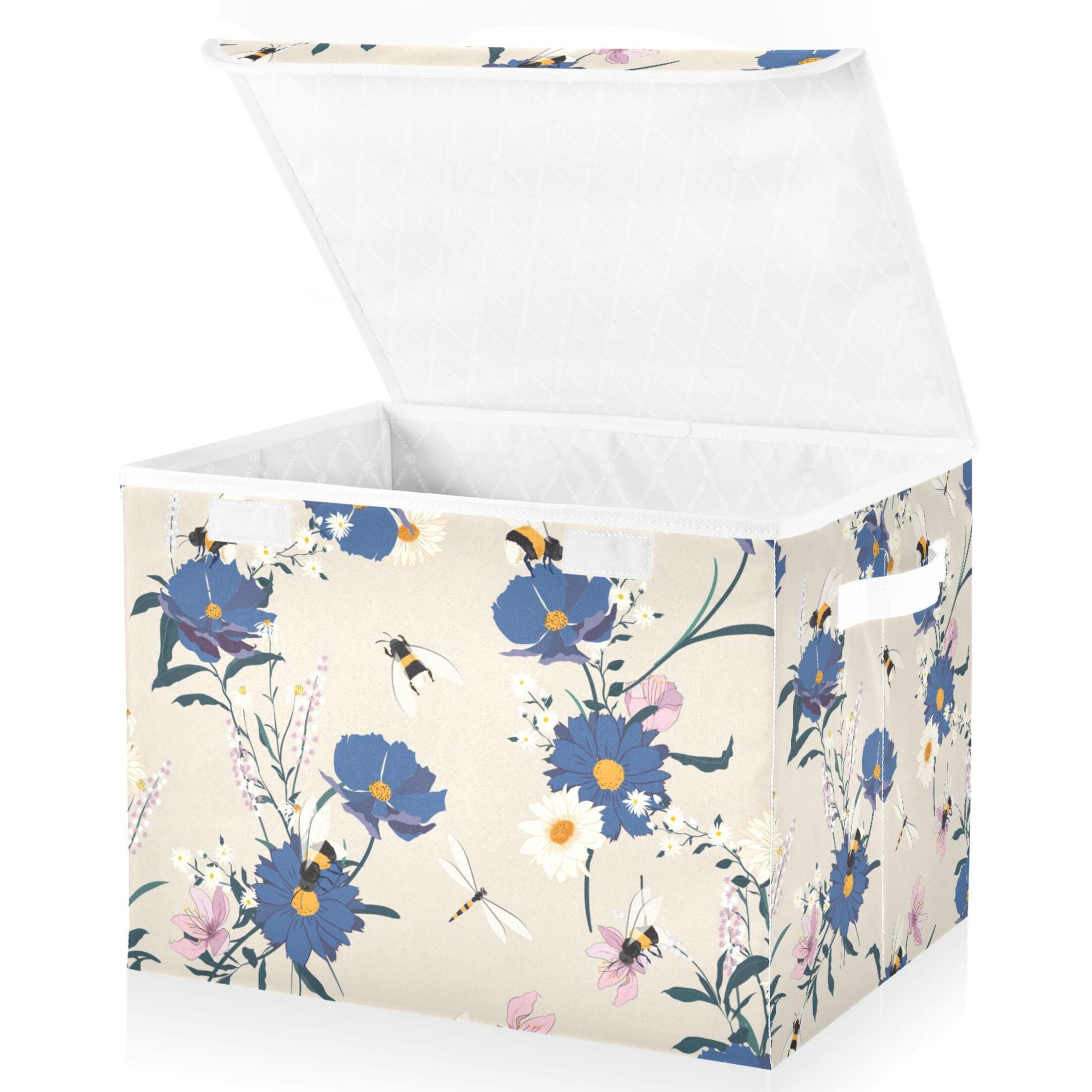 Elegant Flower Bee Large Lidded Storage Bin Foldable Storage Boxes ...
