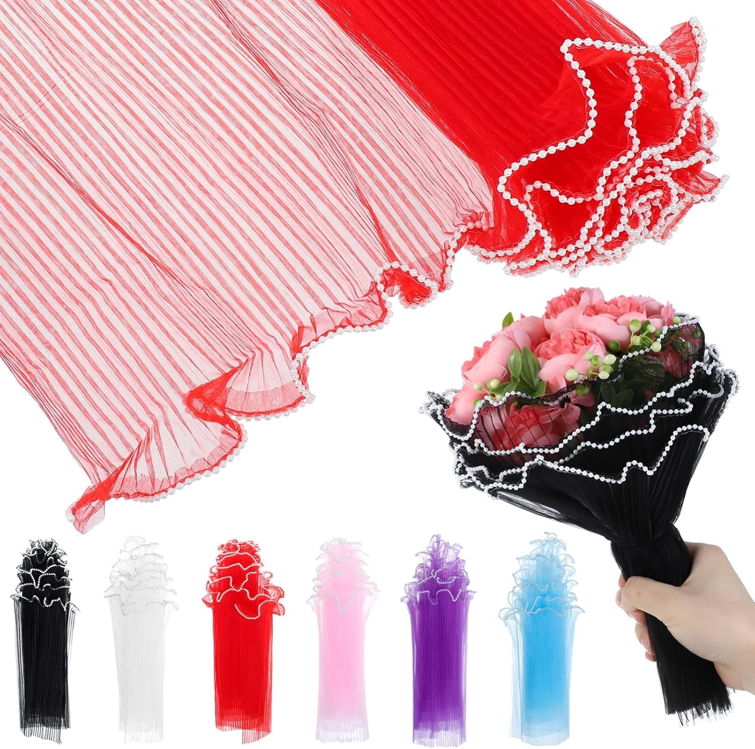 Elegant Flower Bouquet Wrapping Yarn 1 Pack Wave Pattern Wedding Long ...