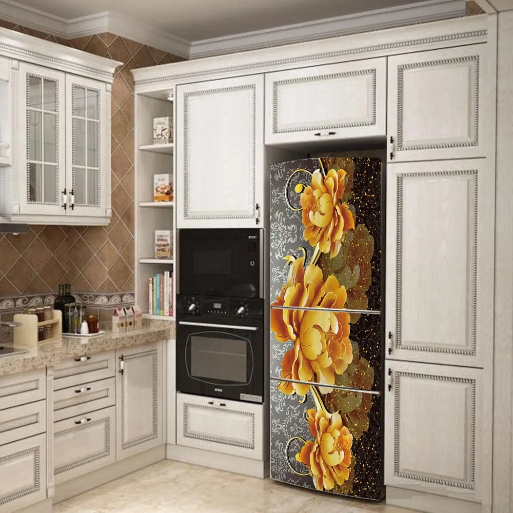 Elegant Flower Fridge Stickers To Cover Waterproof Peel and Stick ...