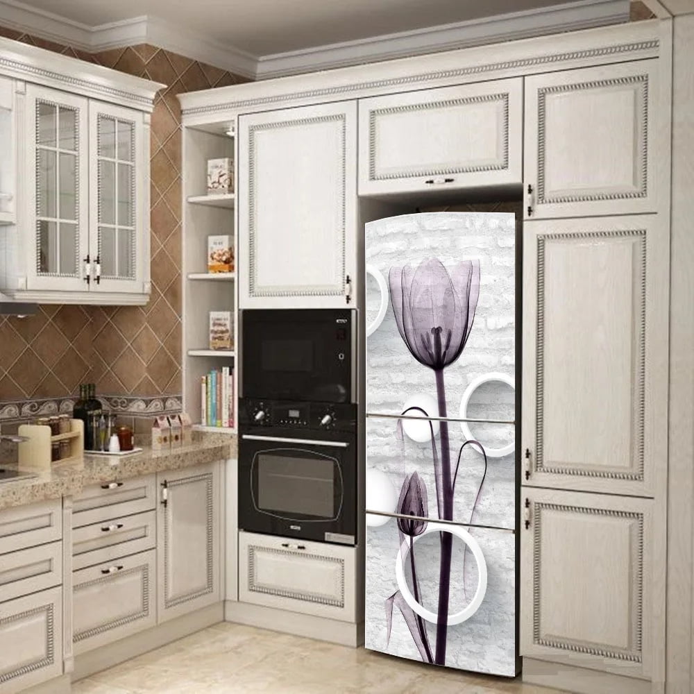 Elegant Flower Fridge Stickers To Cover Waterproof Peel and Stick ...