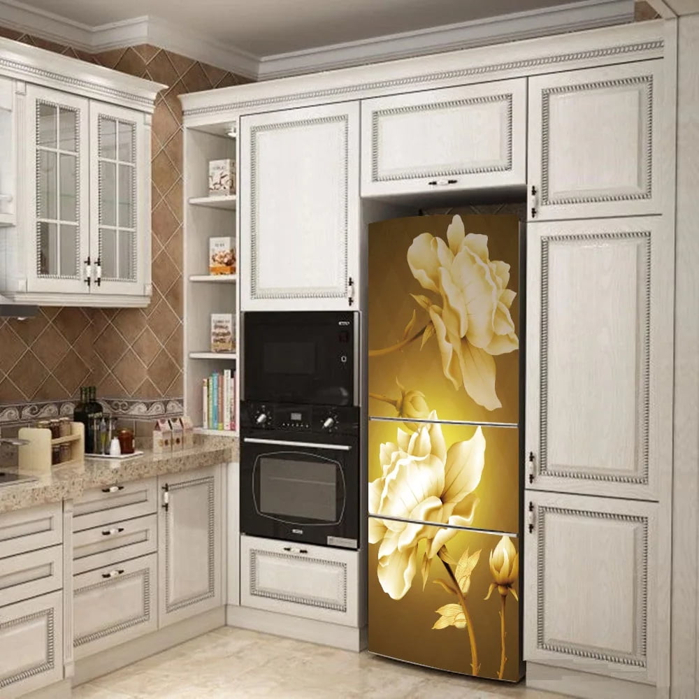 Elegant Flower Fridge Stickers To Cover Waterproof Peel and Stick ...