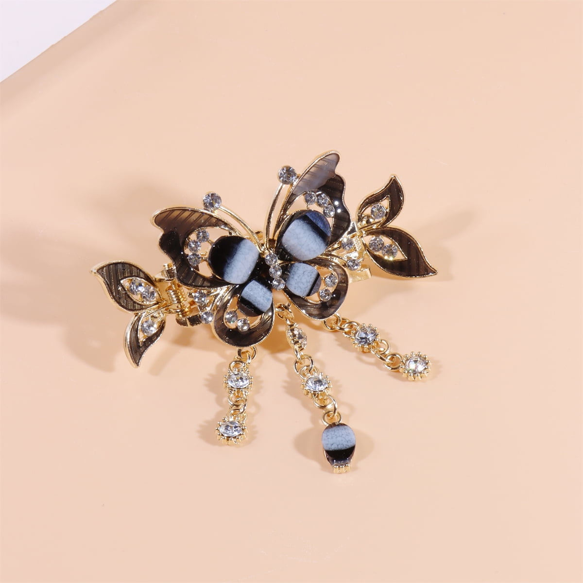 Elegant Flower Hair Clip with Rhinestone Tassel and Glitter - Vintage ...