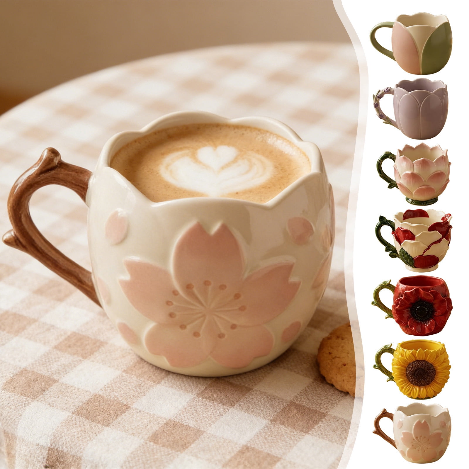 Elegant Flower Shaped Mug - Cute Floral Design Durable Microwave-Safe ...
