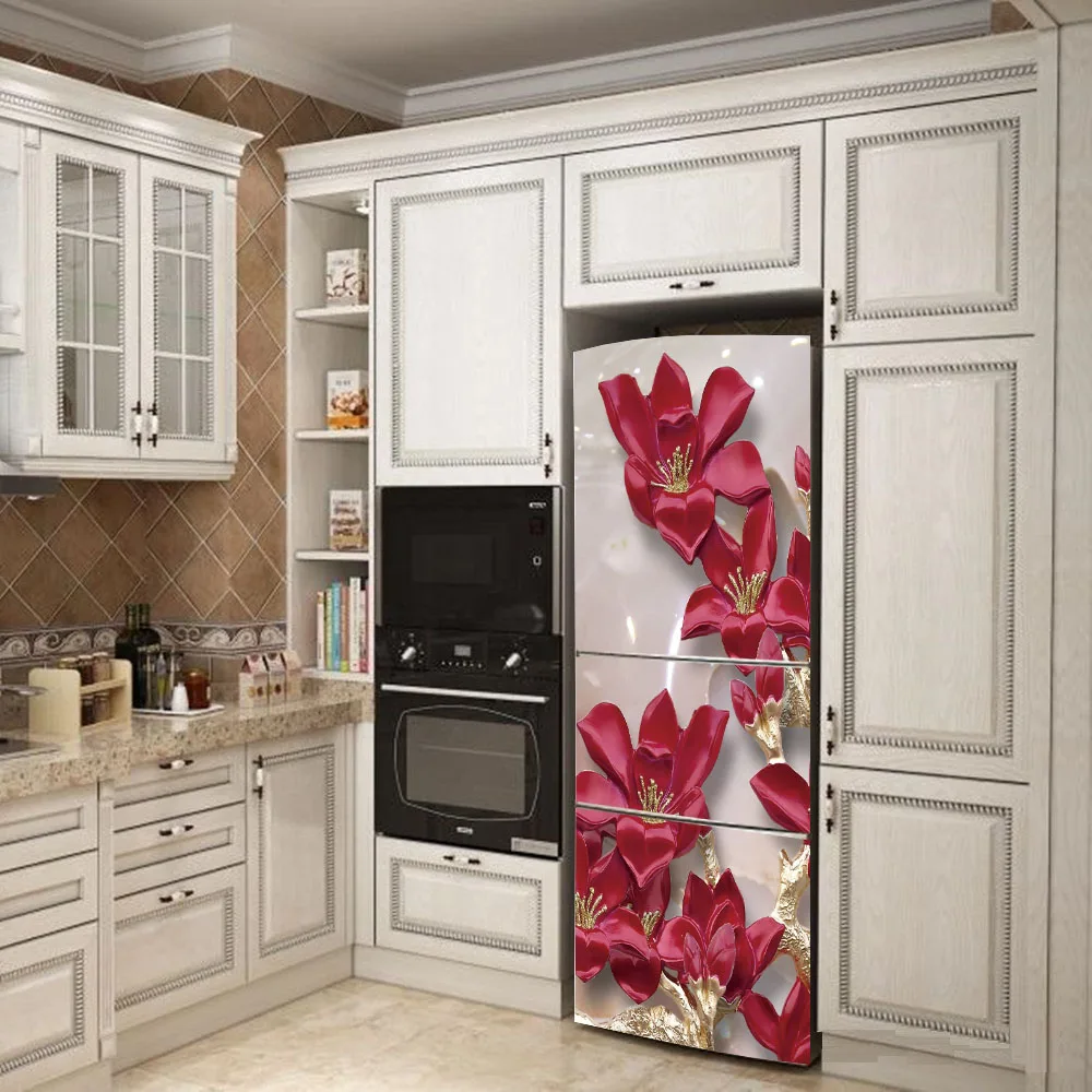 Elegant Flower Stickers To Cover Fridge Waterproof Peel and Stick ...