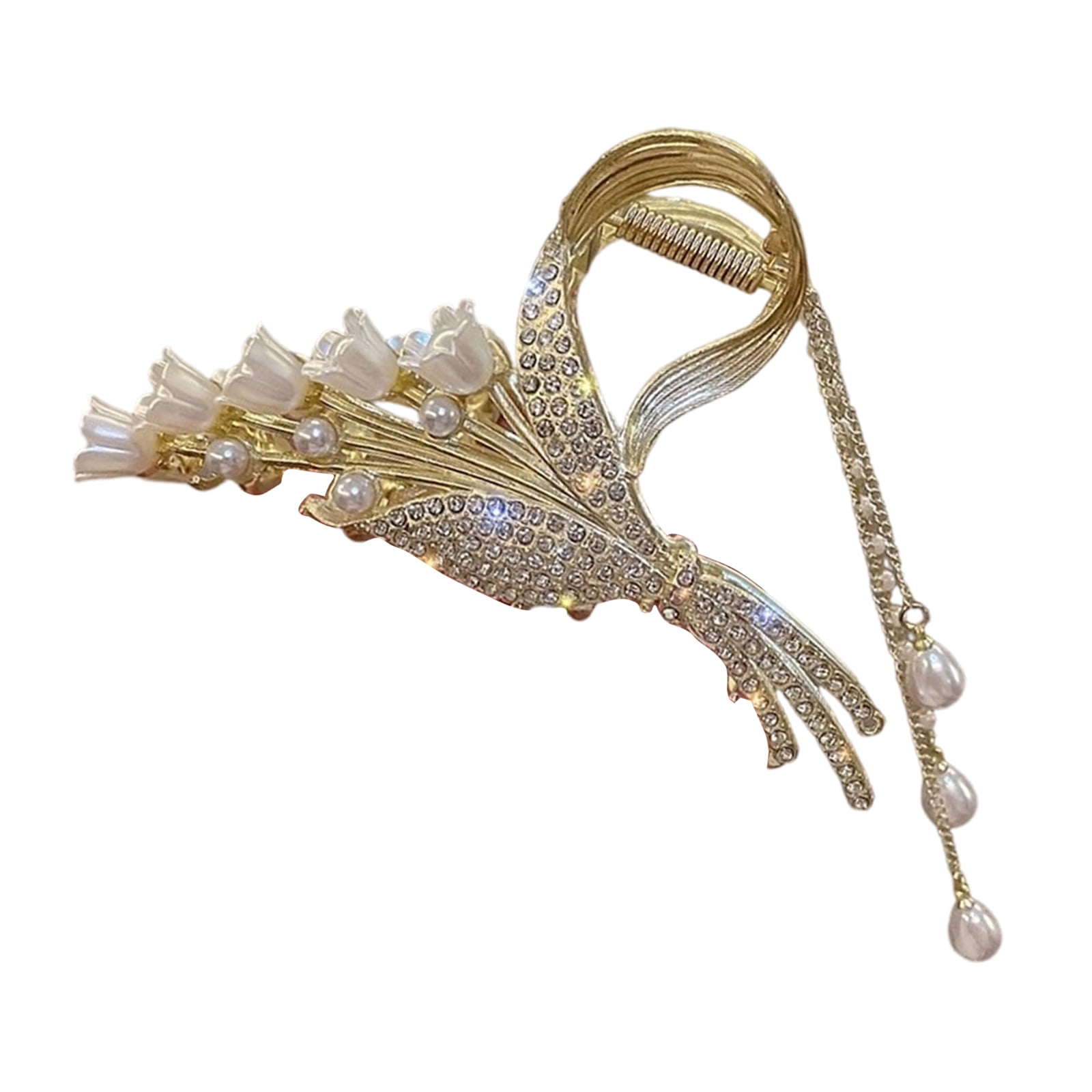 Elegant Flower Tasseled Crystal Hair Clip Alloy Durability Hairpin For ...