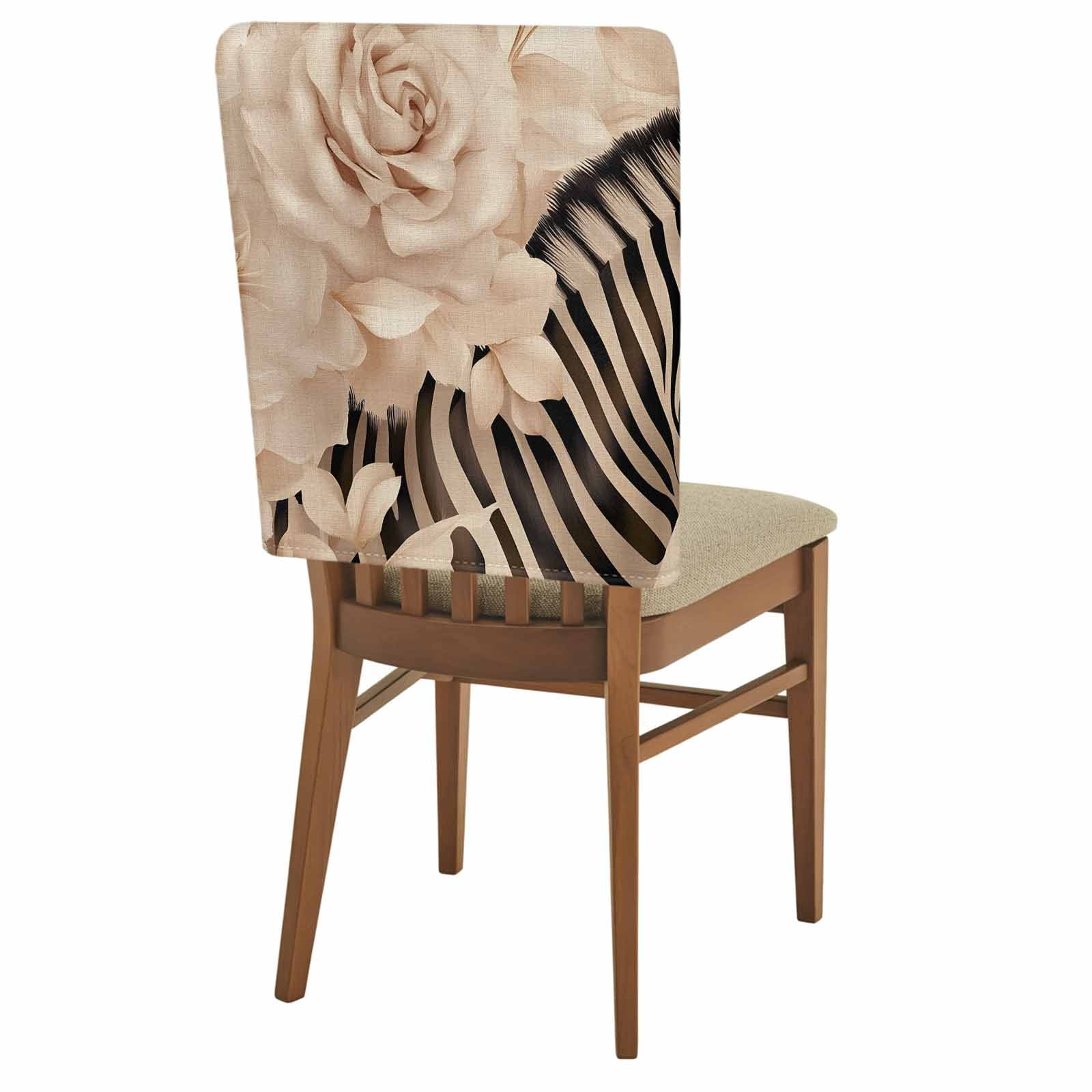Elegant Flowers Chair Back Covers Set of 1, Botanical Zebra Pattern ...