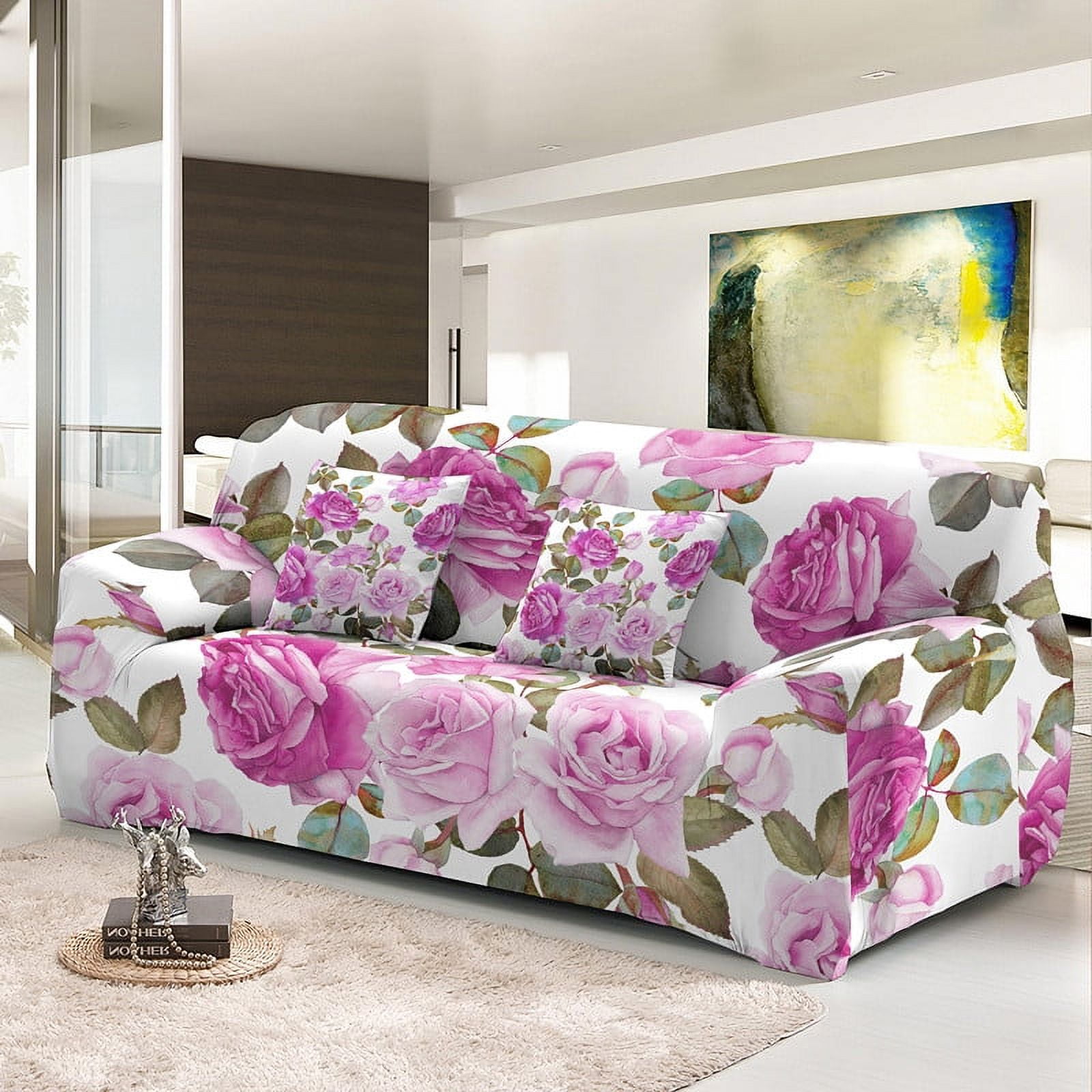 Elegant Flowers Pattern Elastic Sofa Covers for Living Room Modern ...