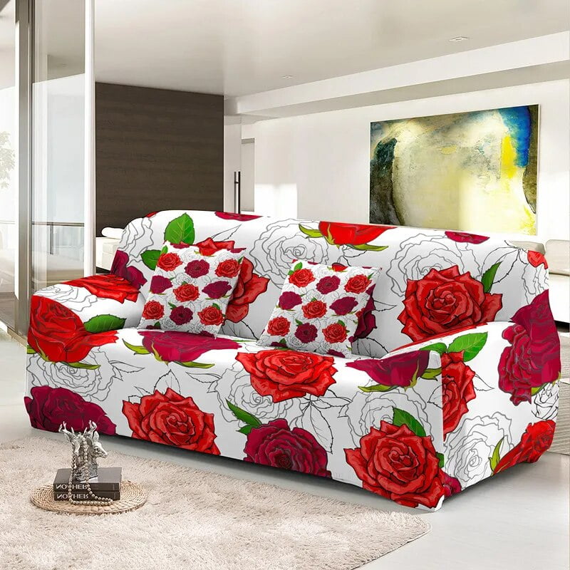 Elegant Flowers Pattern Elastic Sofa Covers for Living Room Modern Sectional Corner Slipcovers ...