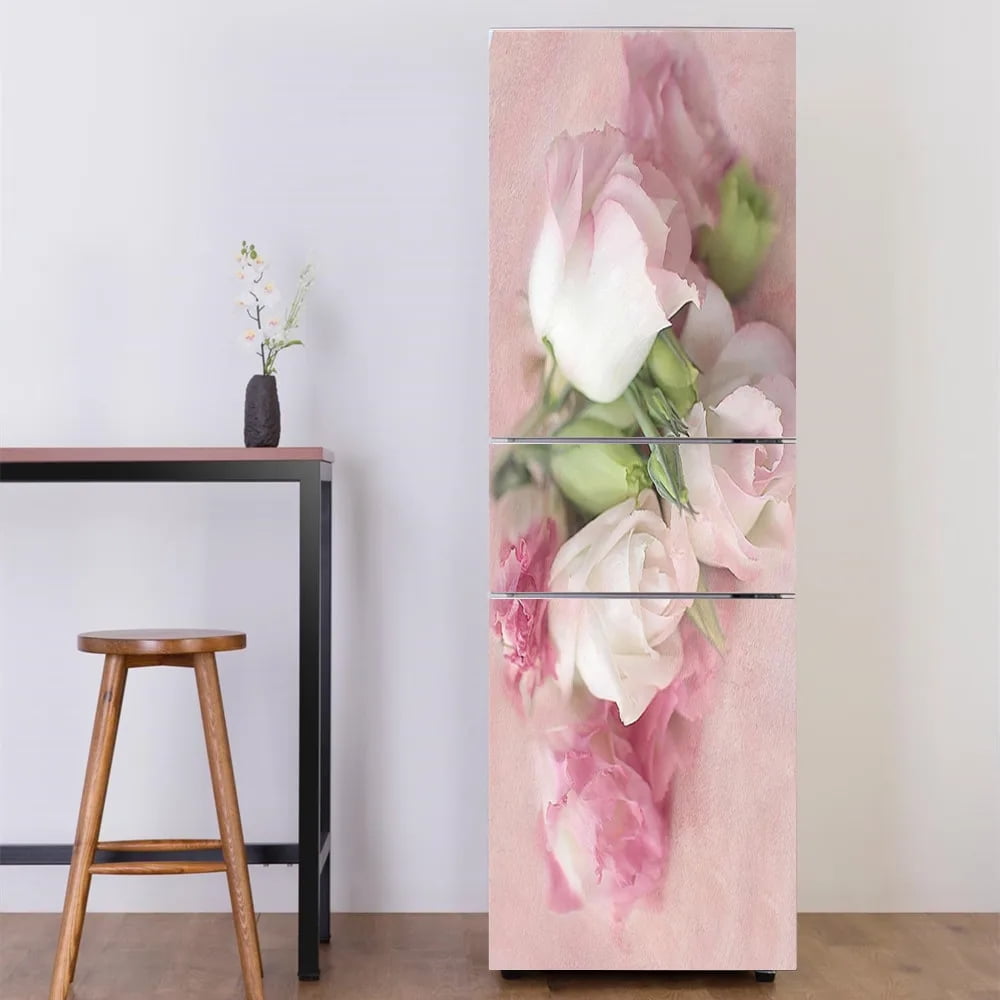 Elegant Flowers Refrigerator Sticker White Flower Fridge Door ...