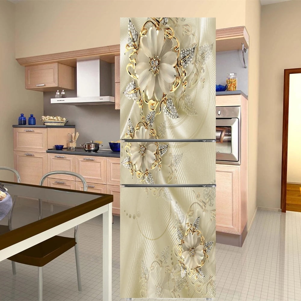 Elegant Flowers Refrigerator Sticker White Flower Fridge Door ...