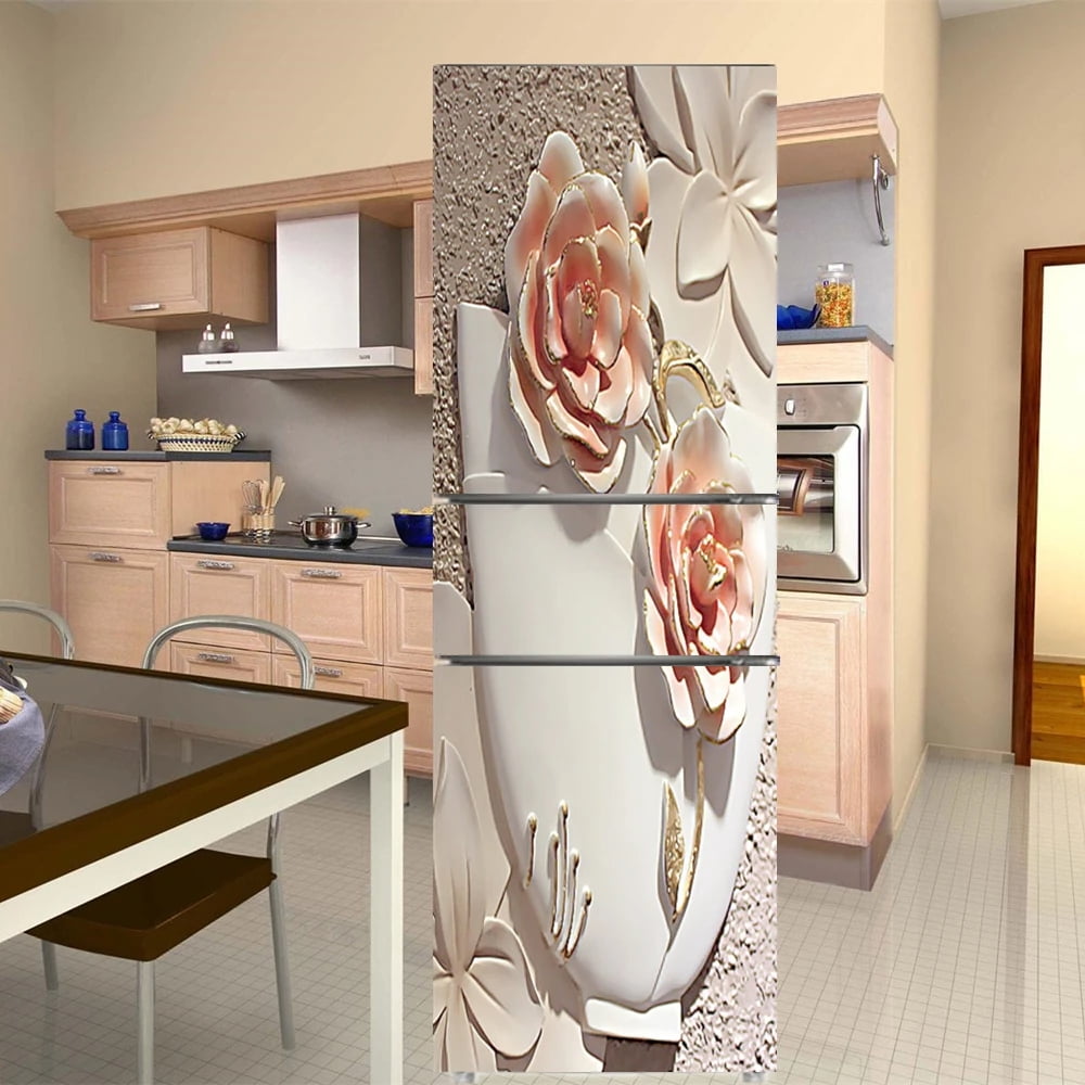 Elegant Flowers Refrigerator Sticker White Flower Fridge Door ...
