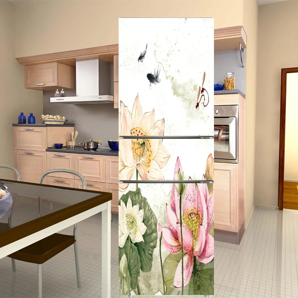 Elegant Flowers Refrigerator Sticker White Flower Fridge Door rations ...