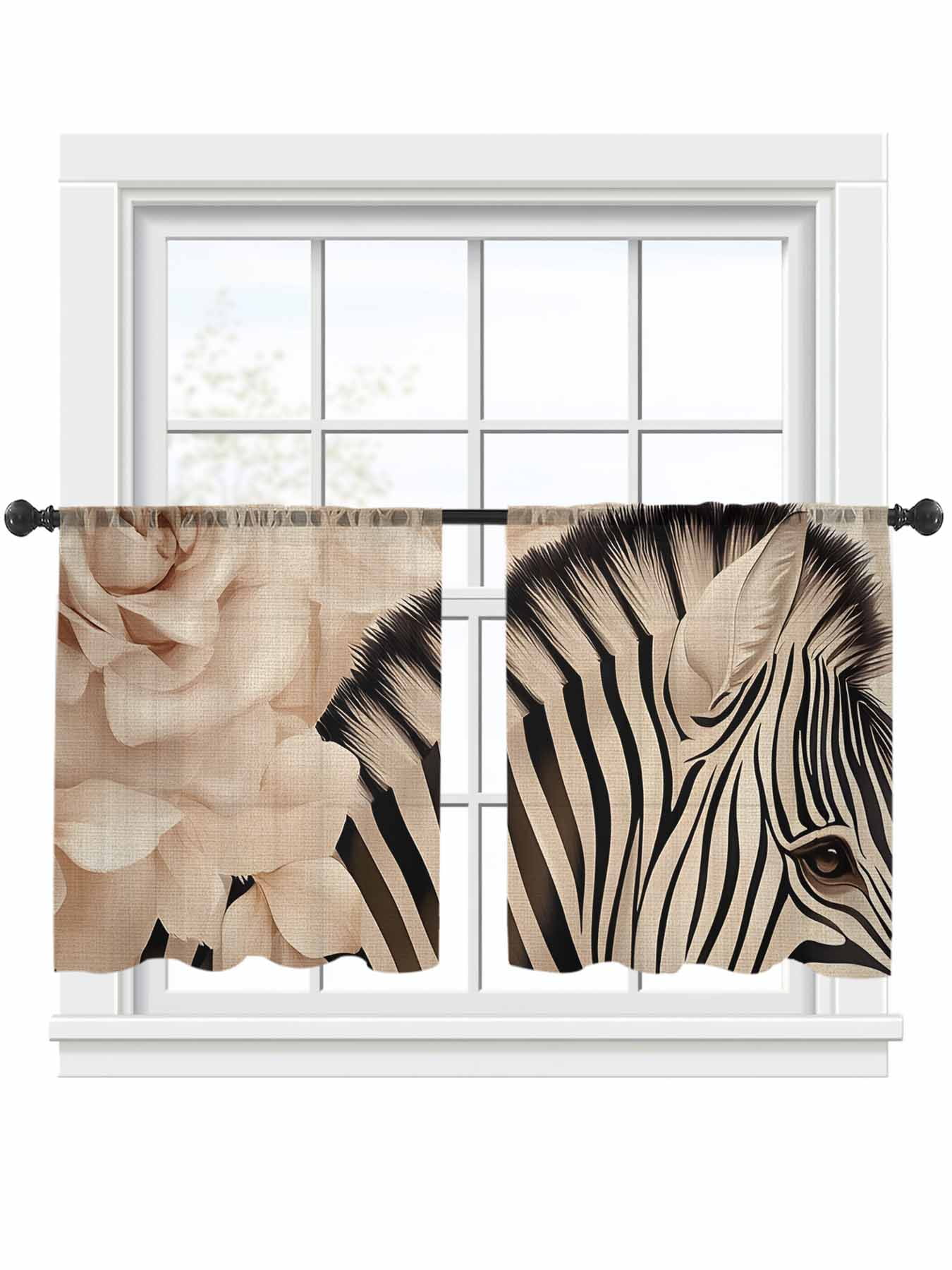 Elegant Flowers Sheer Curtains for Living Room Bedroom, Botanical Zebra ...