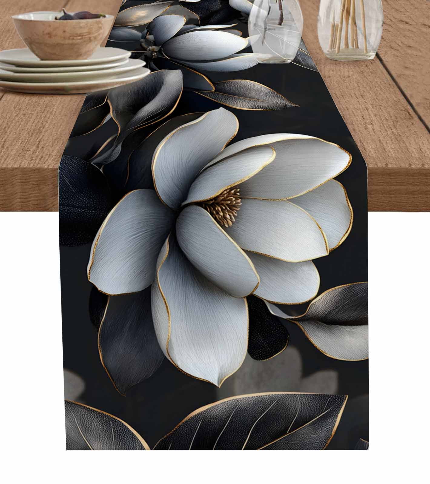 Elegant Flowers Table Runner 72 Inches, Spring Botanical Blossom Floral ...