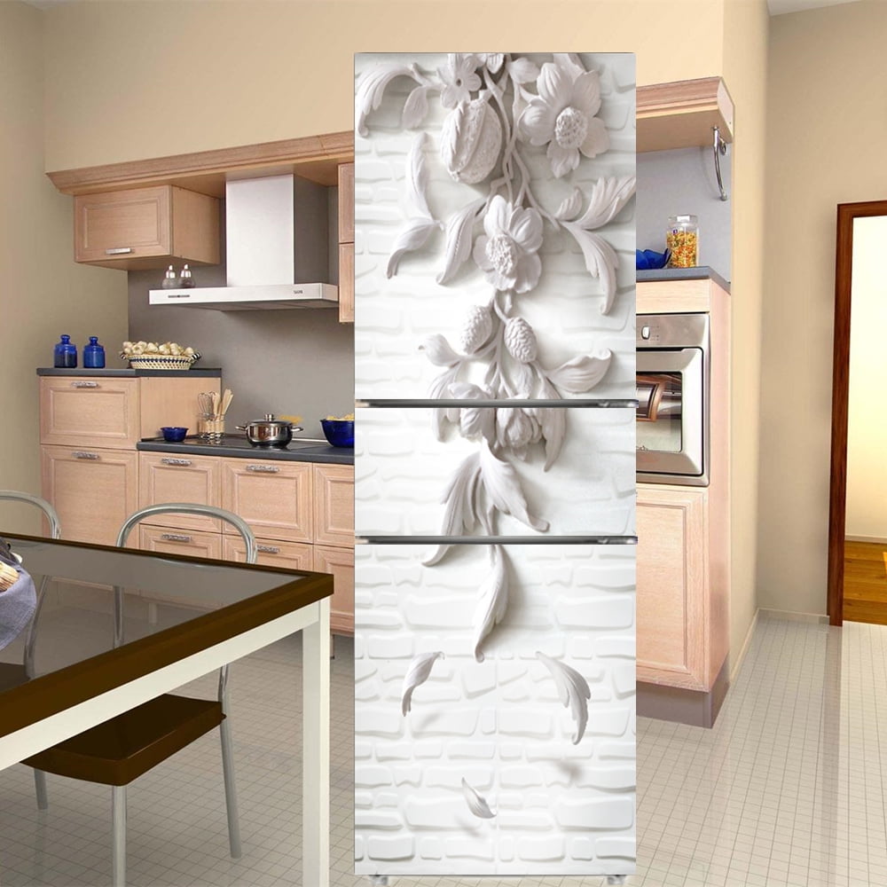 Elegant Flowers White Flower Wall Stickers Fridge Door Decorations Self ...