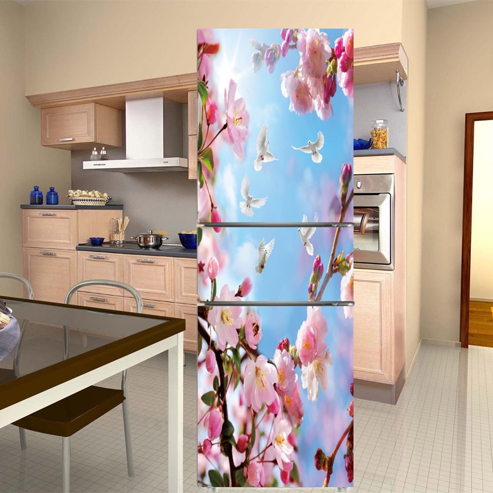 Elegant Flowers White Flower Wall Stickers Fridge Door Decorations Self ...