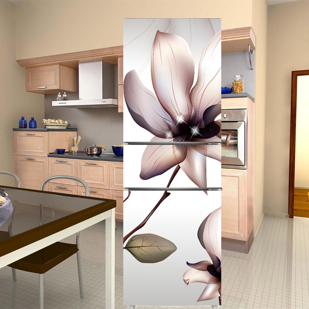 Elegant Flowers White Flower Wall Stickers Fridge Door Decorations Self ...