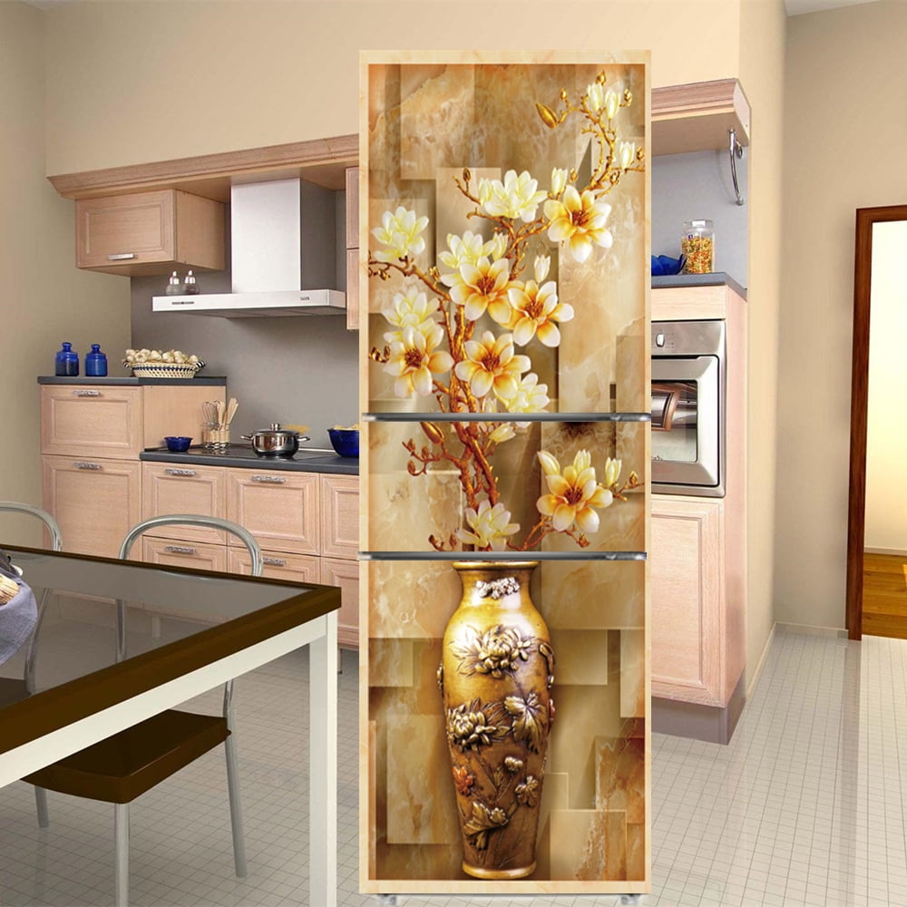 Elegant Flowers White Flower Wall Stickers Fridge Door Decorations Self ...