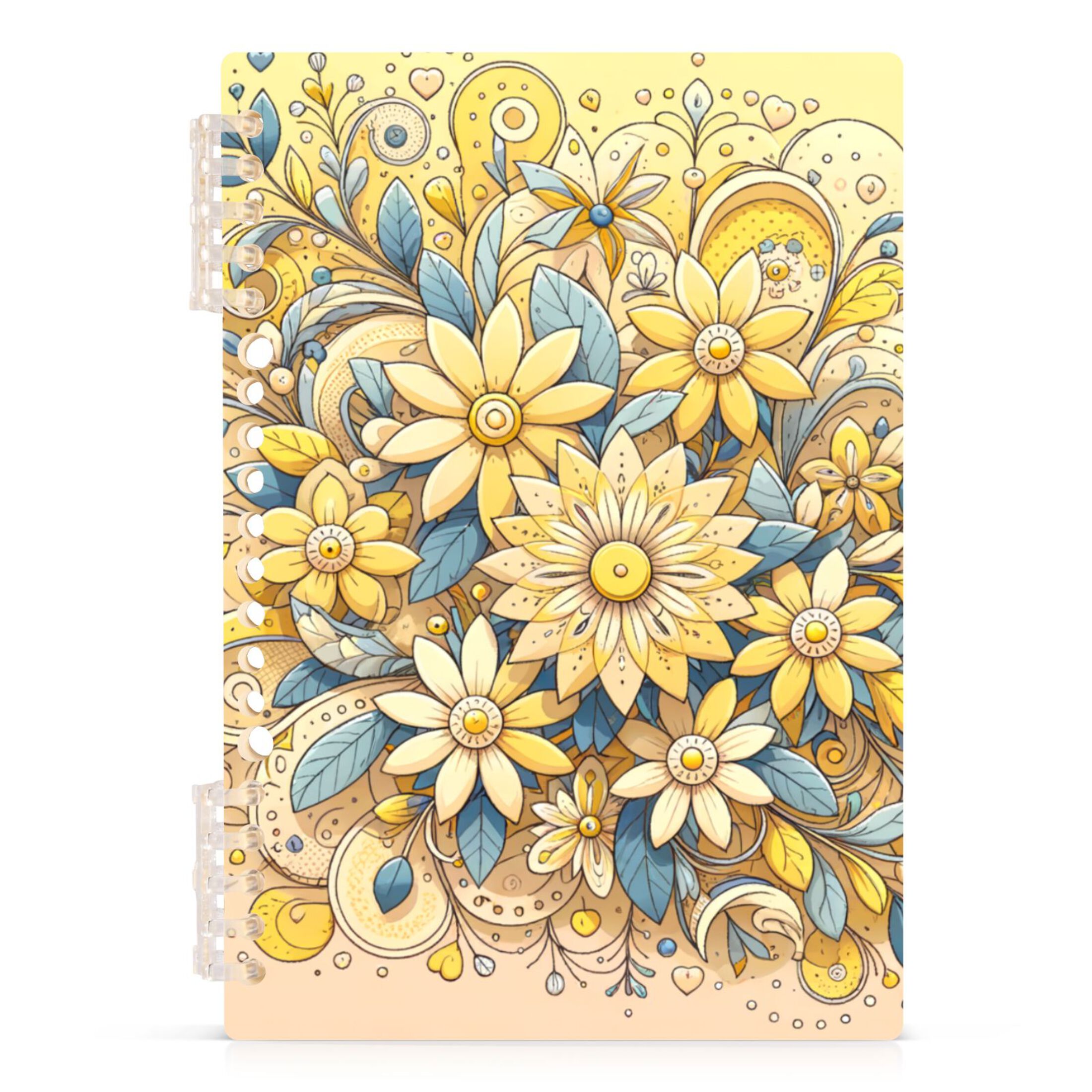 Elegant Flowers Yellow Ring Binder Notebook Journey Note Diary College ...