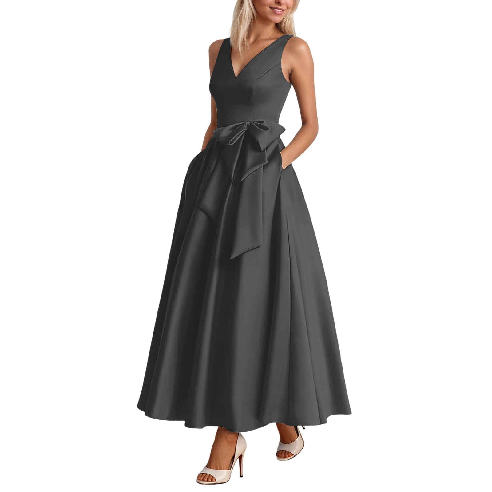 Elegant Formal Evening Gown Satin Banquet Dress For And Celebrations ...