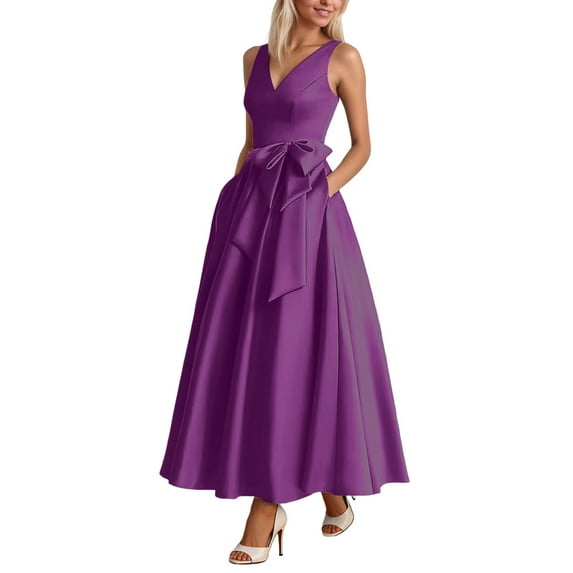 Elegant Formal Evening Gown Satin Banquet Dress For And Celebrations ...
