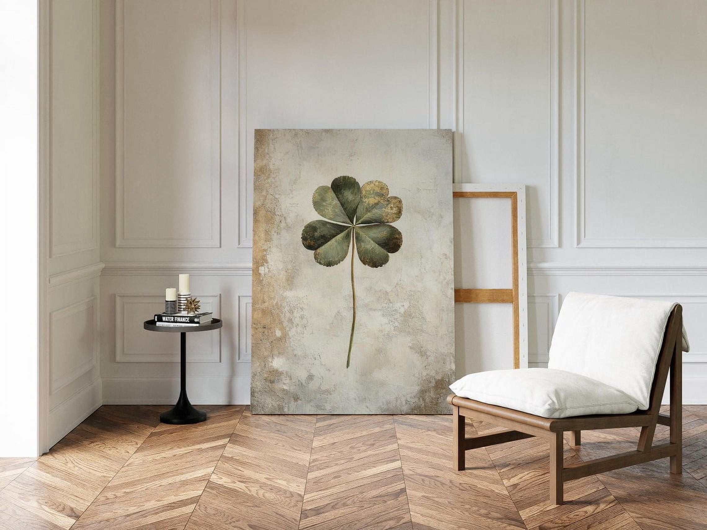 Elegant Four-Leaf Clover Wall Art With Rustic Gold Accents For Home Or ...