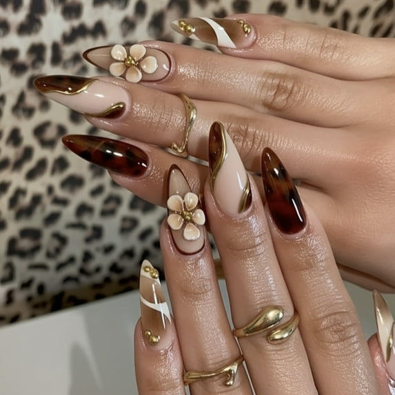 Elegant French False Nails Print Design ABS Comfortable Wear for Fall ...