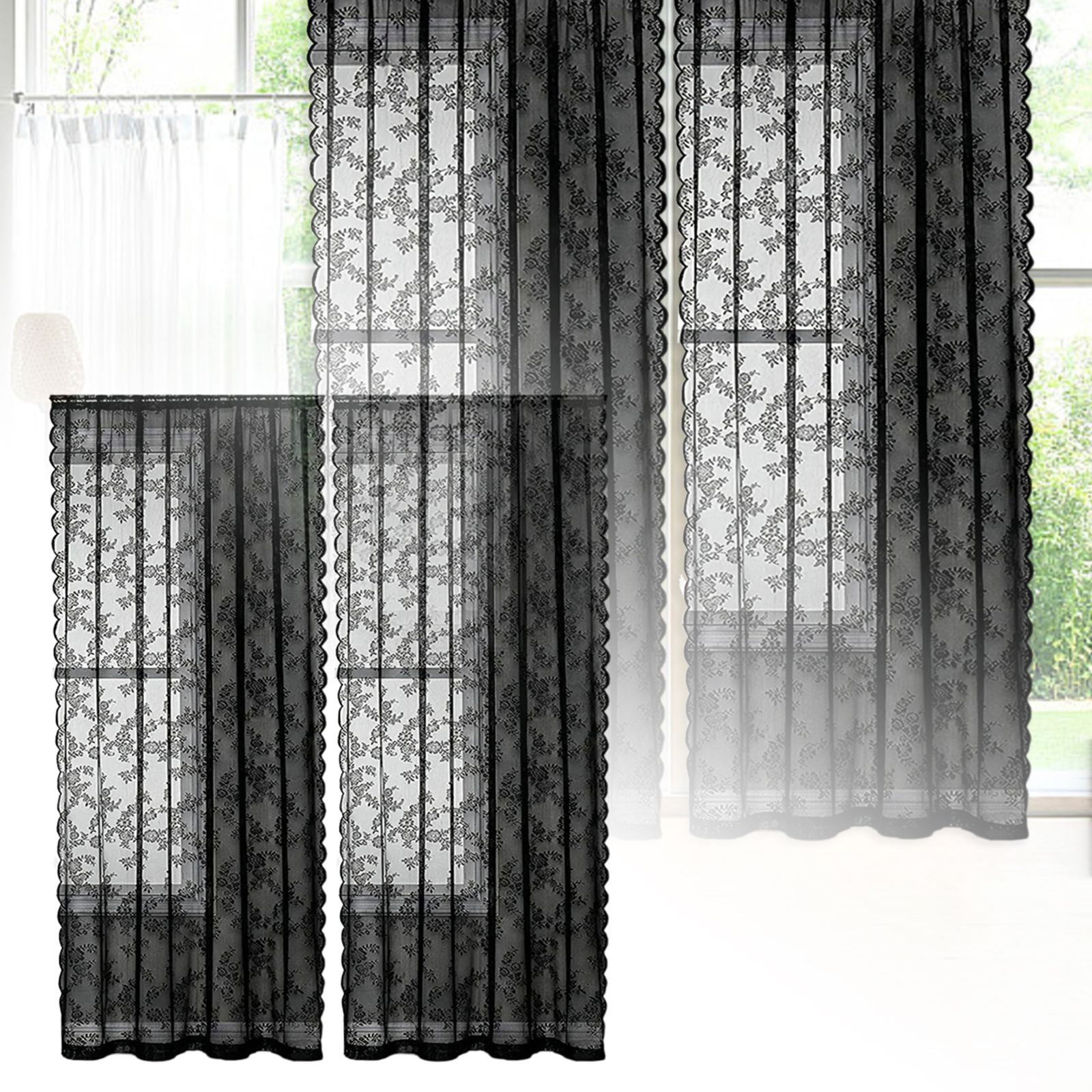 Elegant French Lace Window Curtain Panel Sheer Drape for Classic Home ...