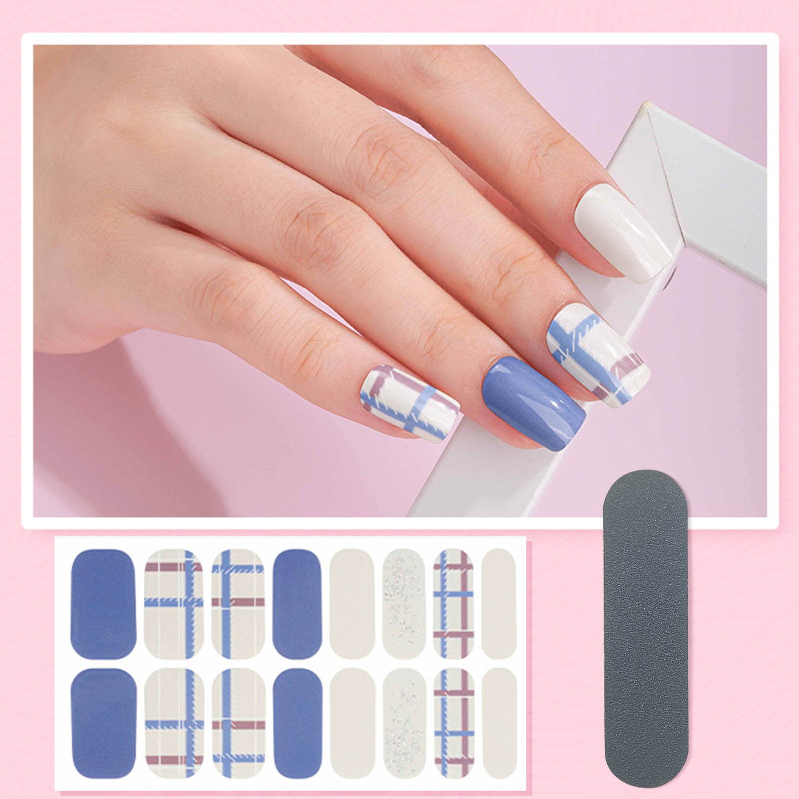 Elegant French Manicure Nail Stickers Solid Color Self- Nail Film ...