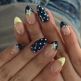 Elegant French Styles Presses On Nails With Blue Yellow Stars Pattern ...