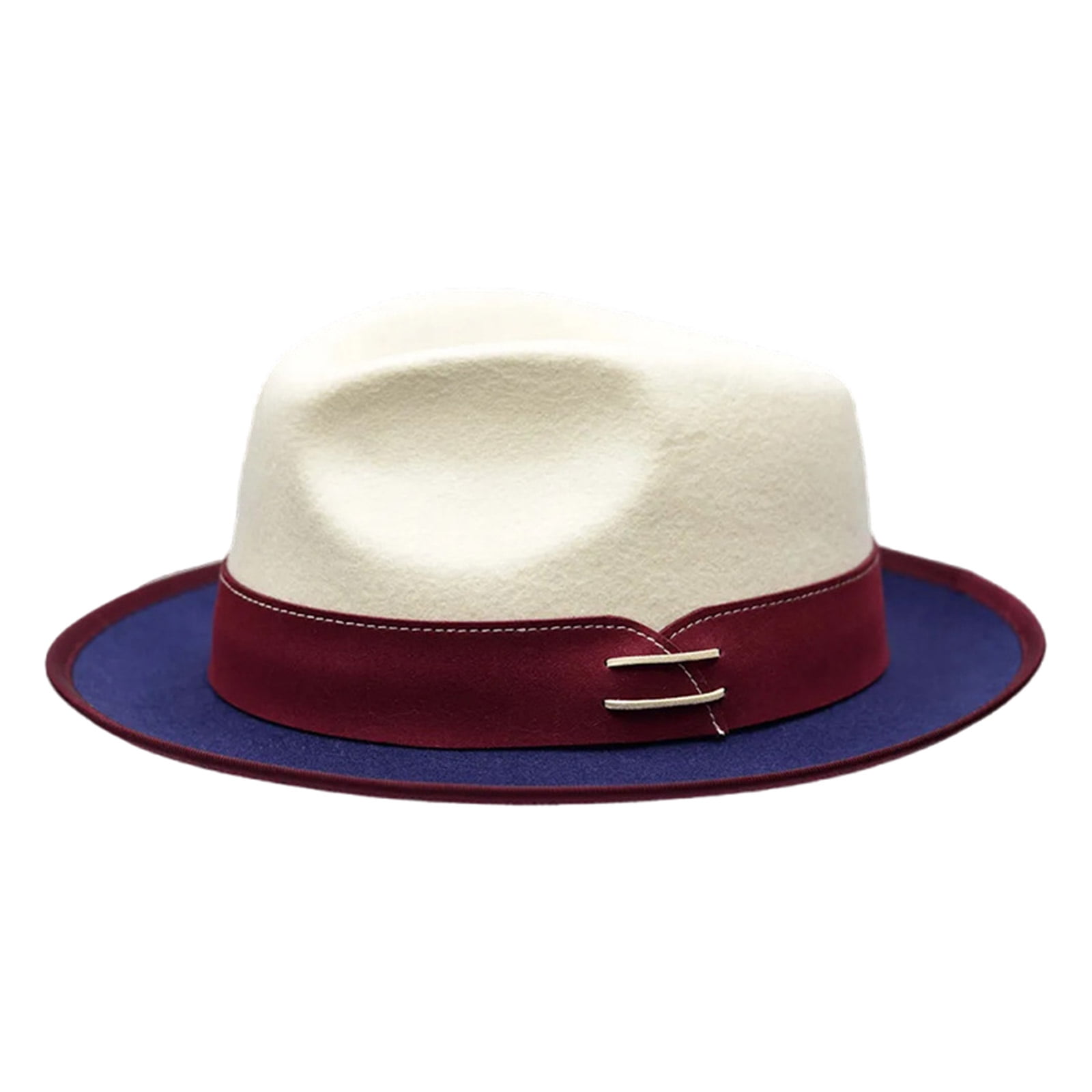 Elegant French Styles Wool Fedoras Hat Classical Color Blocked Top Hat ...