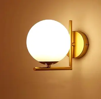 Elegant Frosted Glass Ball Wall Lamp - Decorative Globe Moon Light for ...