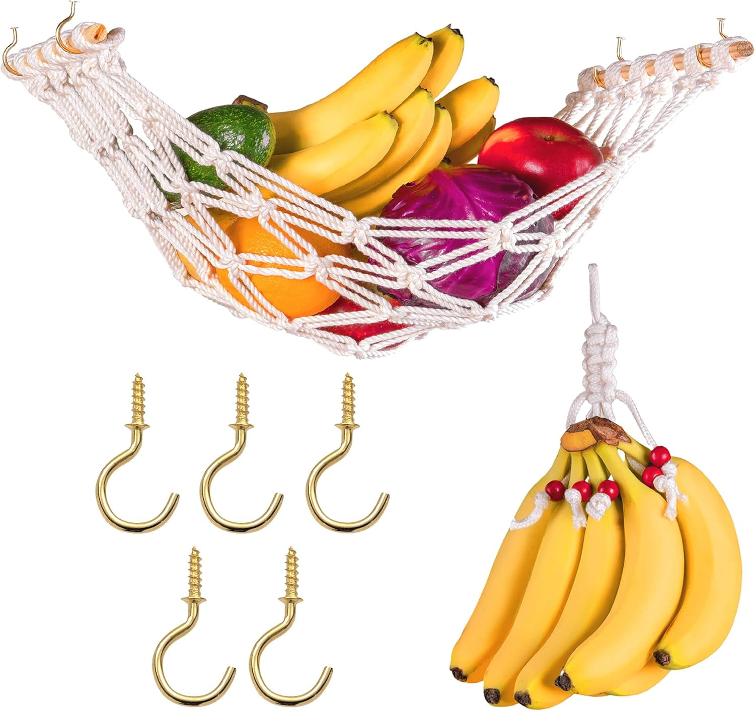 Elegant Fruit Hammock, Hanging Fruit Basket Macrame Boho Modern Design ...