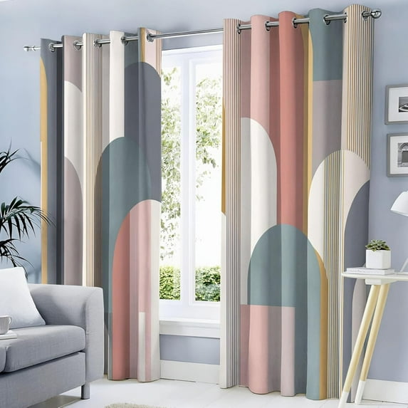 Elegant Geometric Curtains Blackout Simple Medieval Darkening Curtain ...