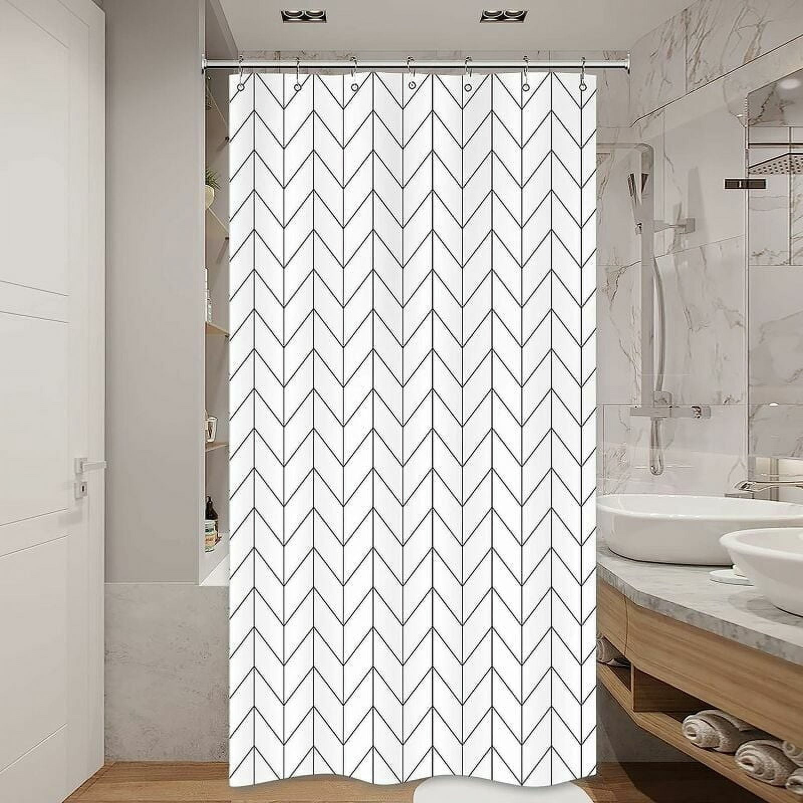 Elegant Geometric Herringbone Pattern Shower Curtain, Stylish Design ...