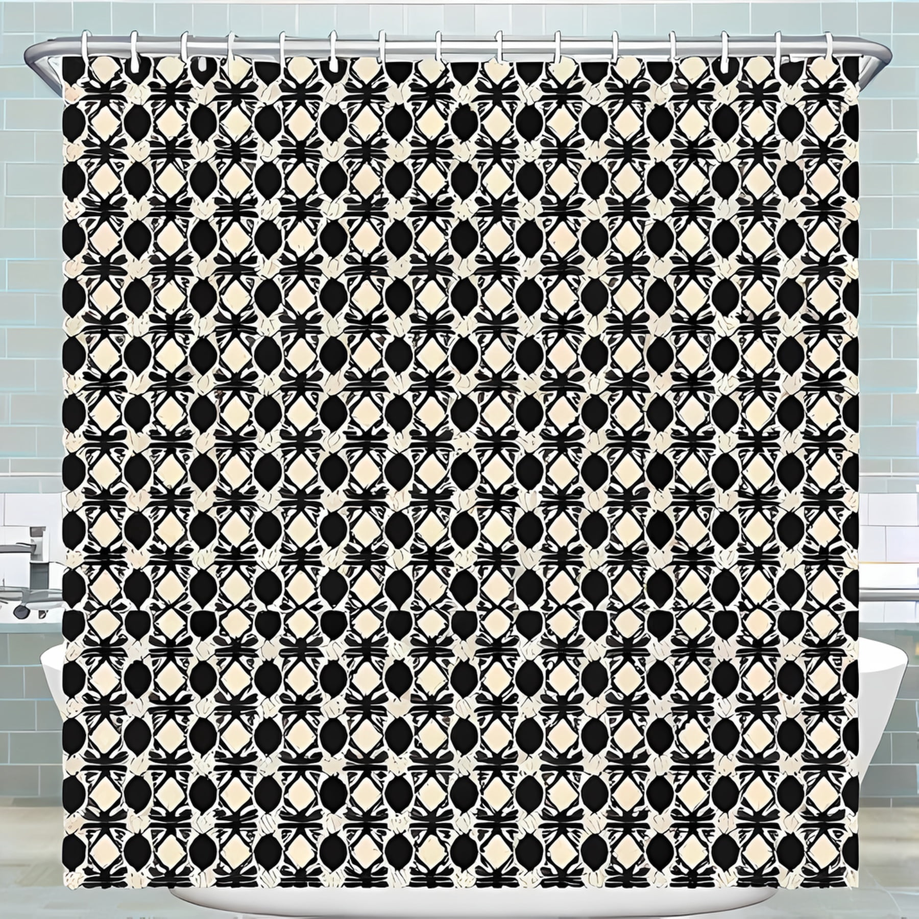 Elegant Geometric Shower Curtain in Black Stylish Modern Design for a ...